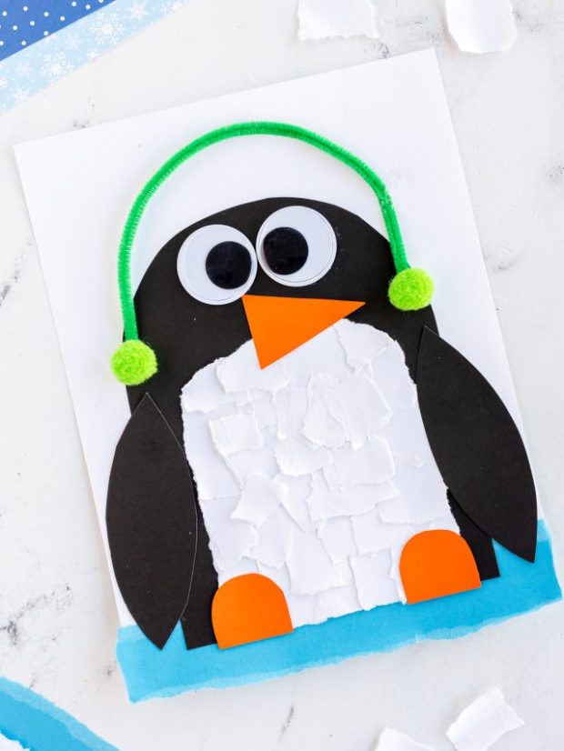 Torn Paper Penguin Craft - Made To Be A Momma