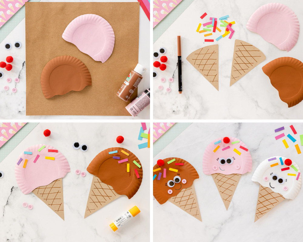 Craft Paper Ice Cream Paper Plate Ice Cream Banner – Craft Box Girls