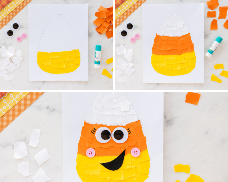 Easy Torn Paper Candy Corn Craft for Kids - Made To Be A Momma