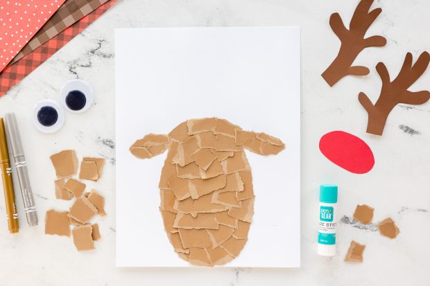 Easy & Fun Torn Paper Reindeer Christmas Craft - Made To Be A Momma