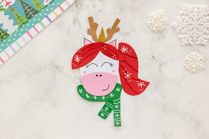 Christmas Unicorn Craft for Kids with Free Template - Made To Be A Momma