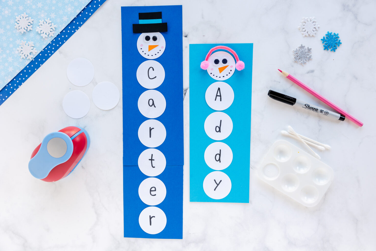 Winter Snowman Name Craft for Kids - Made To Be A Momma