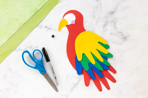 Handprint Parrot Craft - Made To Be A Momma