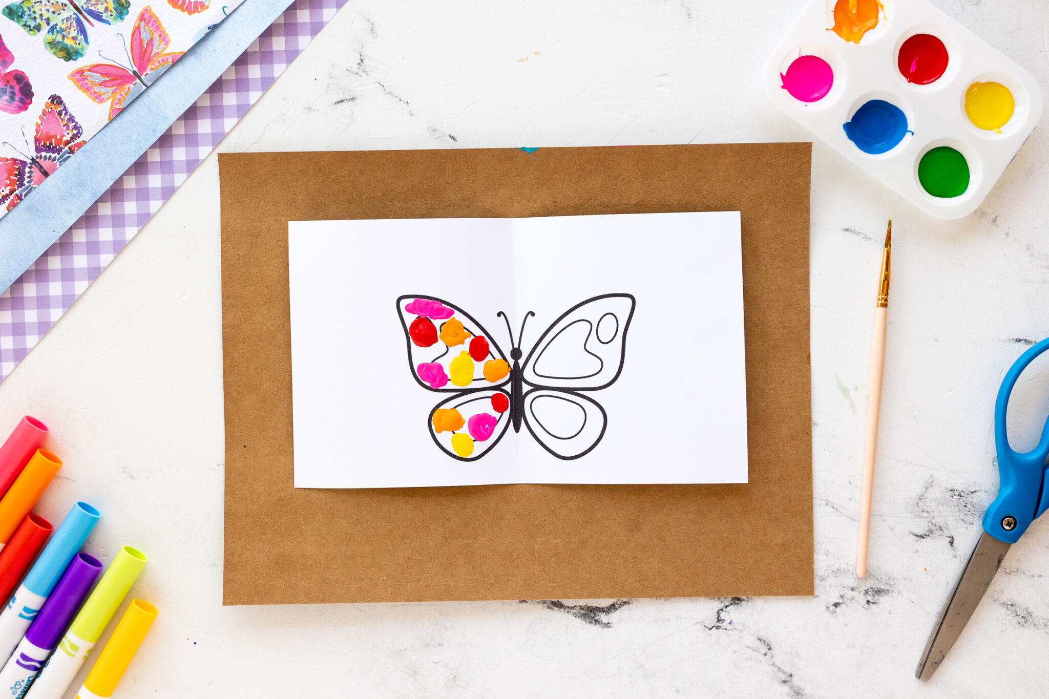 Easy Butterfly Symmetry Art for Kids (Free Template) - Made To Be A Momma