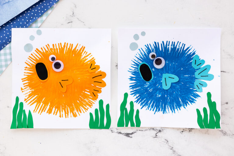 Fork Painted Puffer Fish Craft - Made To Be A Momma
