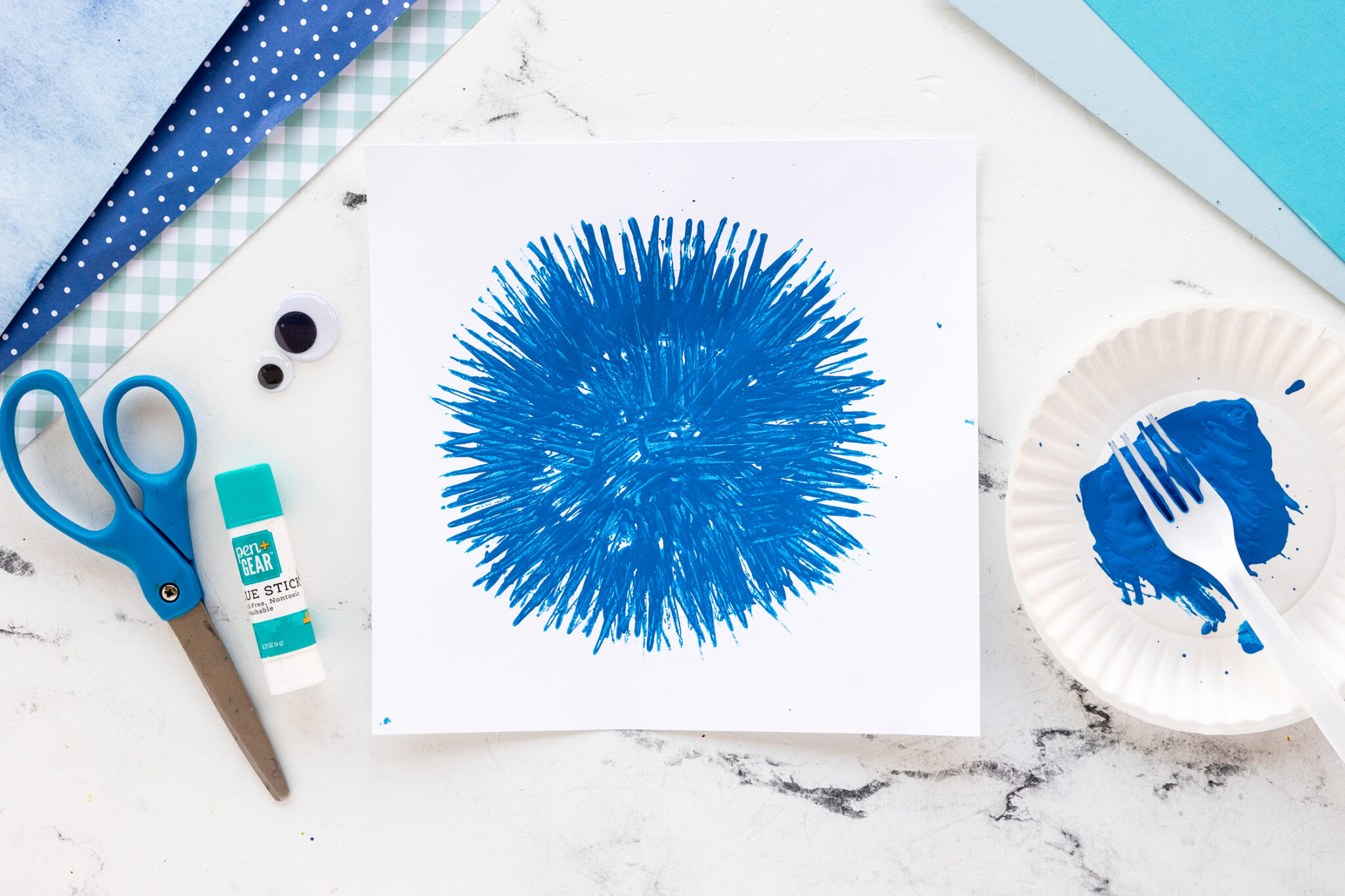 Fork Painted Puffer Fish Craft - Made To Be A Momma