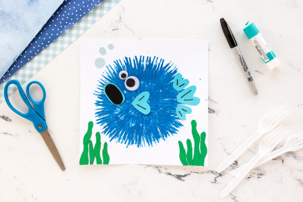 Fork Painted Puffer Fish Craft - Made To Be A Momma