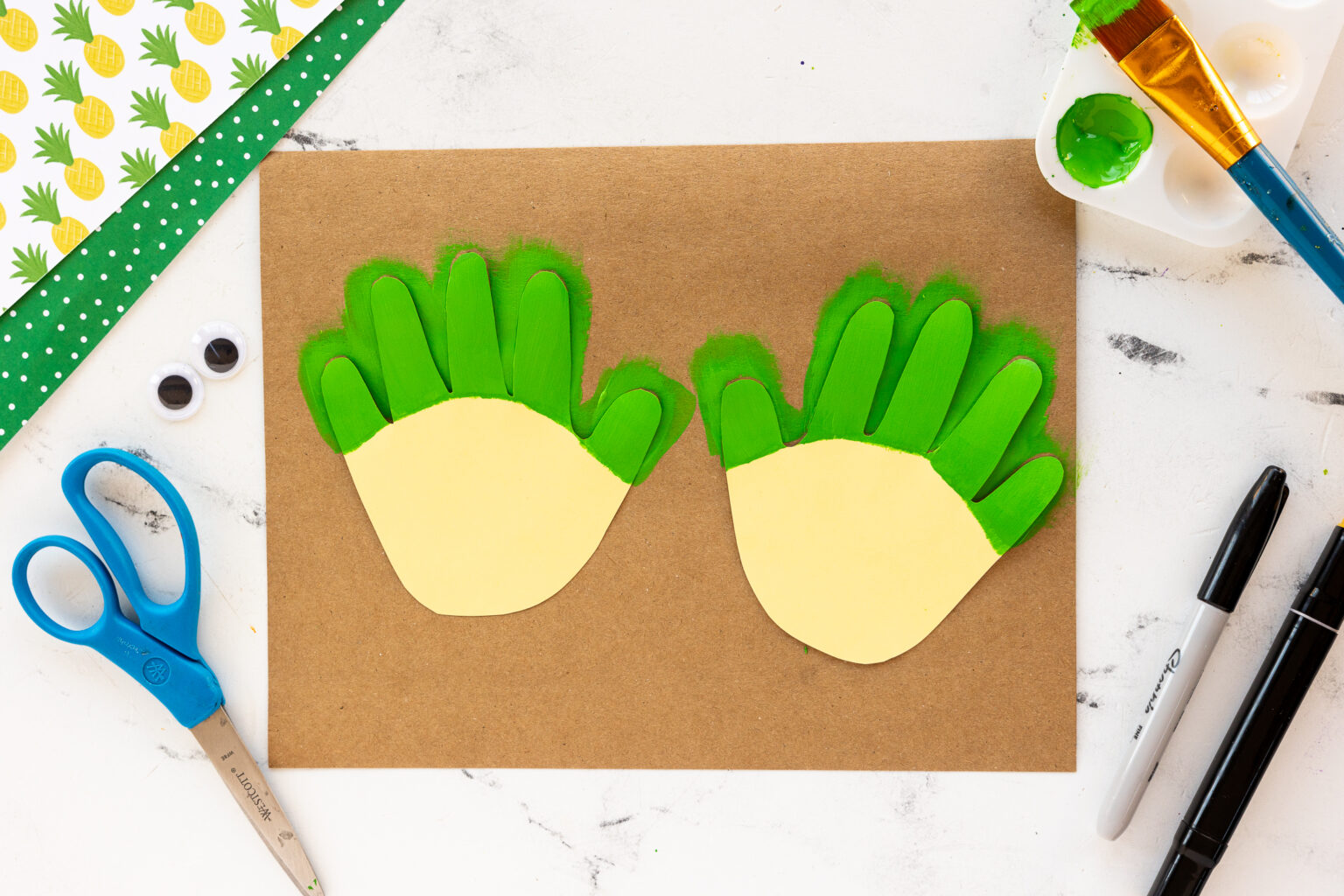 Handprint Pineapple Craft - Made To Be A Momma