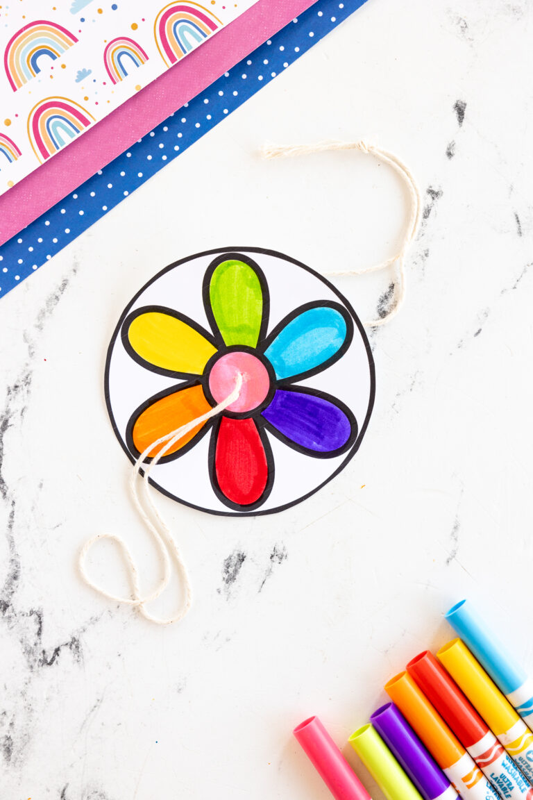 DIY Rainbow Paper Spinner - Made To Be A Momma