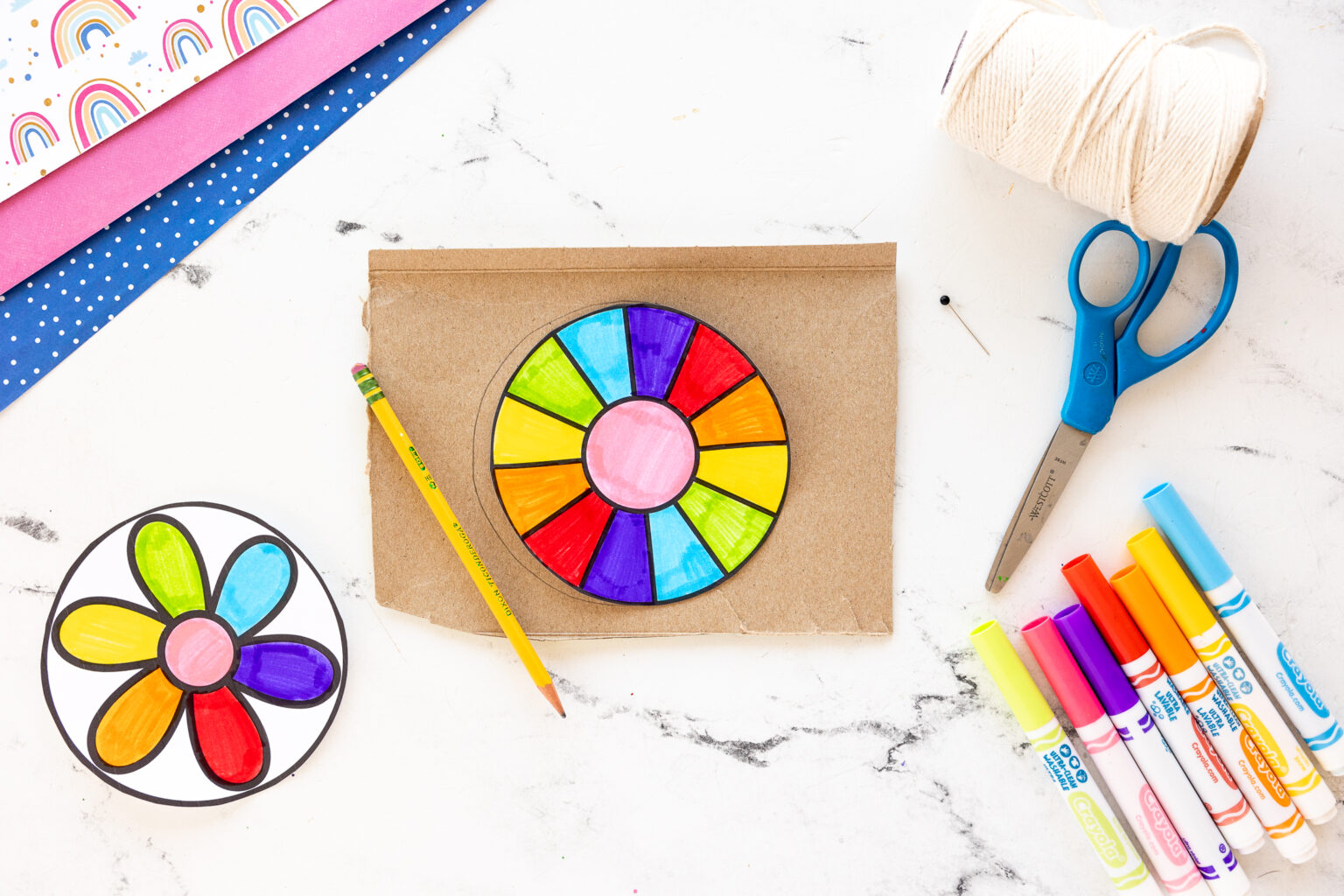 DIY Rainbow Paper Spinner - Made To Be A Momma