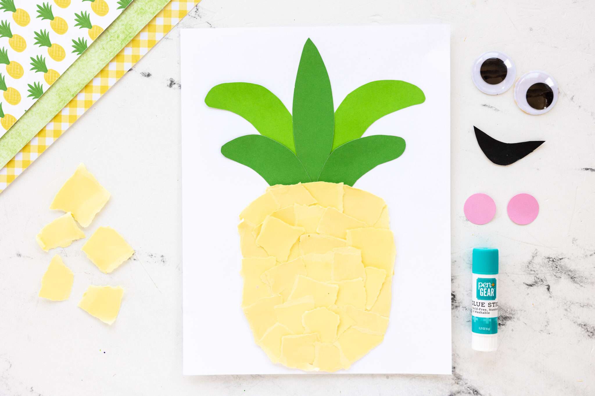 Torn Paper Pineapple Craft - Made To Be A Momma