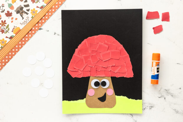 Torn Paper Mushroom Craft for Kids - Made To Be A Momma