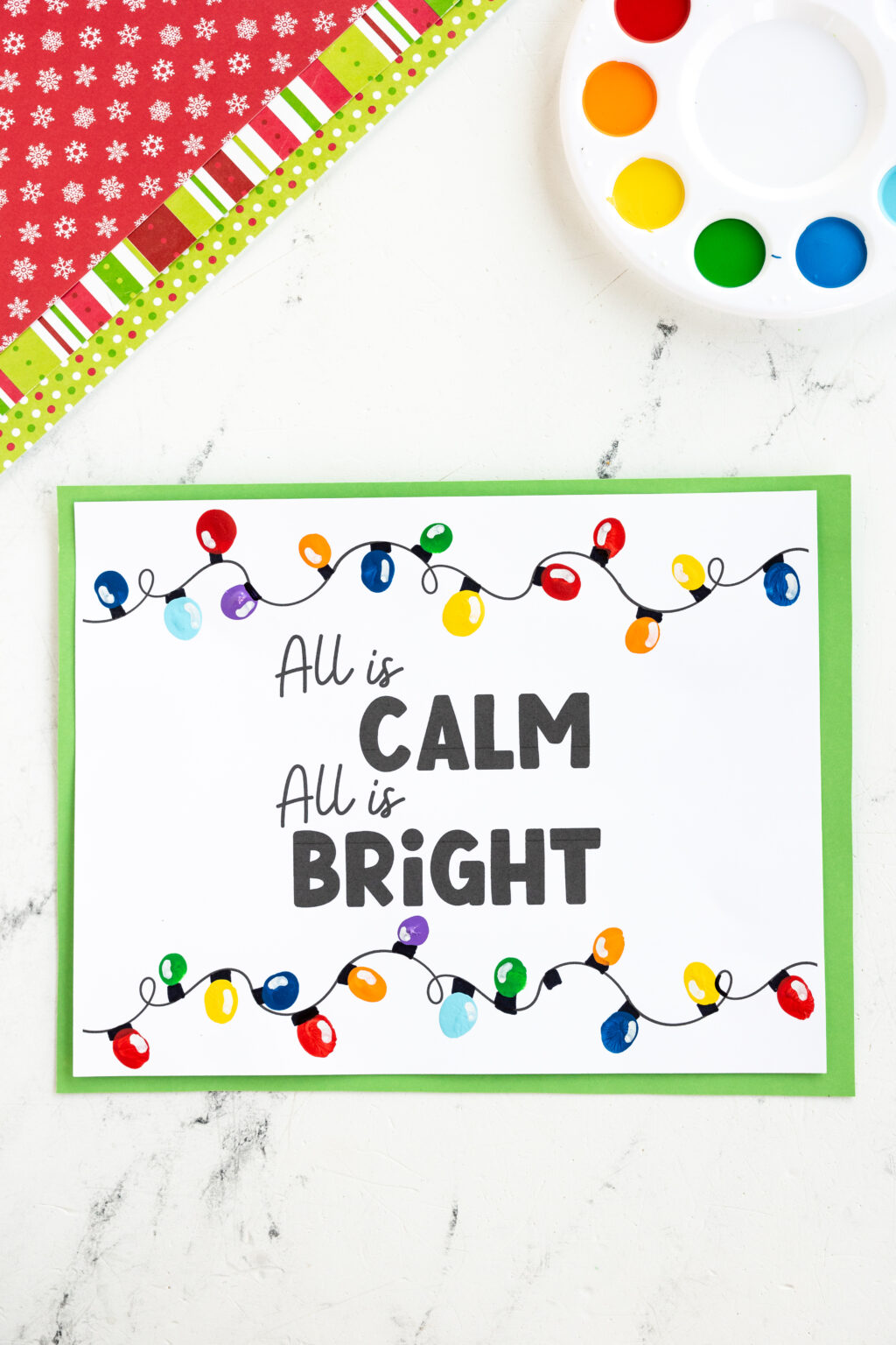 Fingerprint “All is Calm, All is Bright” Printable Craft - Made To Be A ...