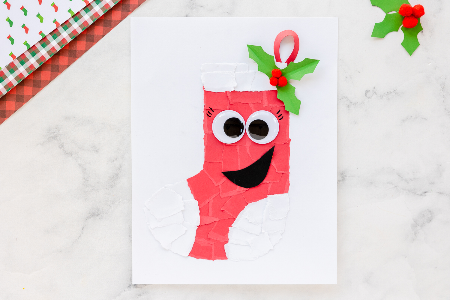 Torn Paper Christmas Stocking - Made To Be A Momma