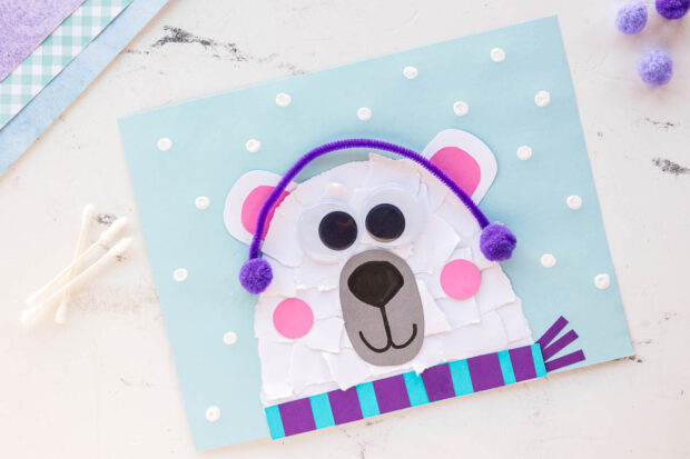 Torn Paper Polar Bear Craft - Made To Be A Momma