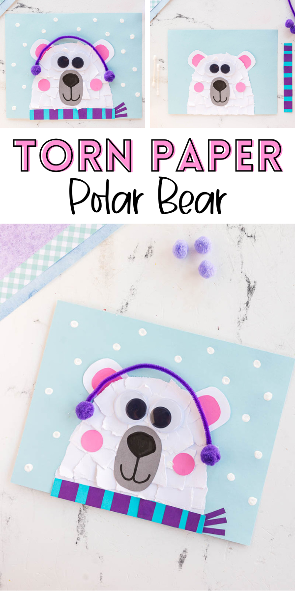 Torn Paper Polar Bear Craft - Made To Be A Momma