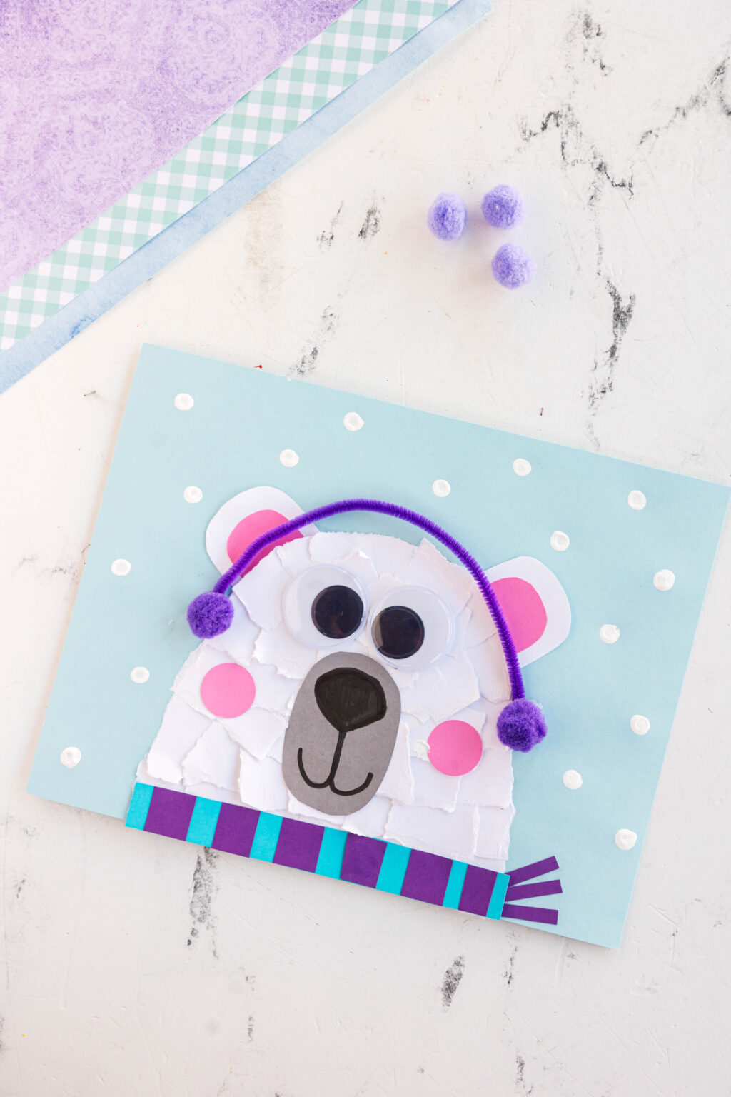 Torn Paper Polar Bear Craft - Made To Be A Momma