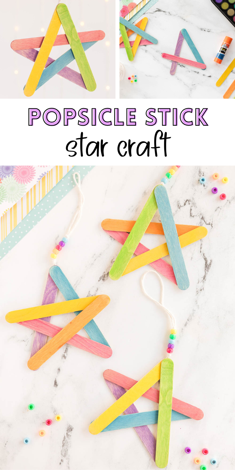 Watercolor Popsicle Stick Stars - Made To Be A Momma