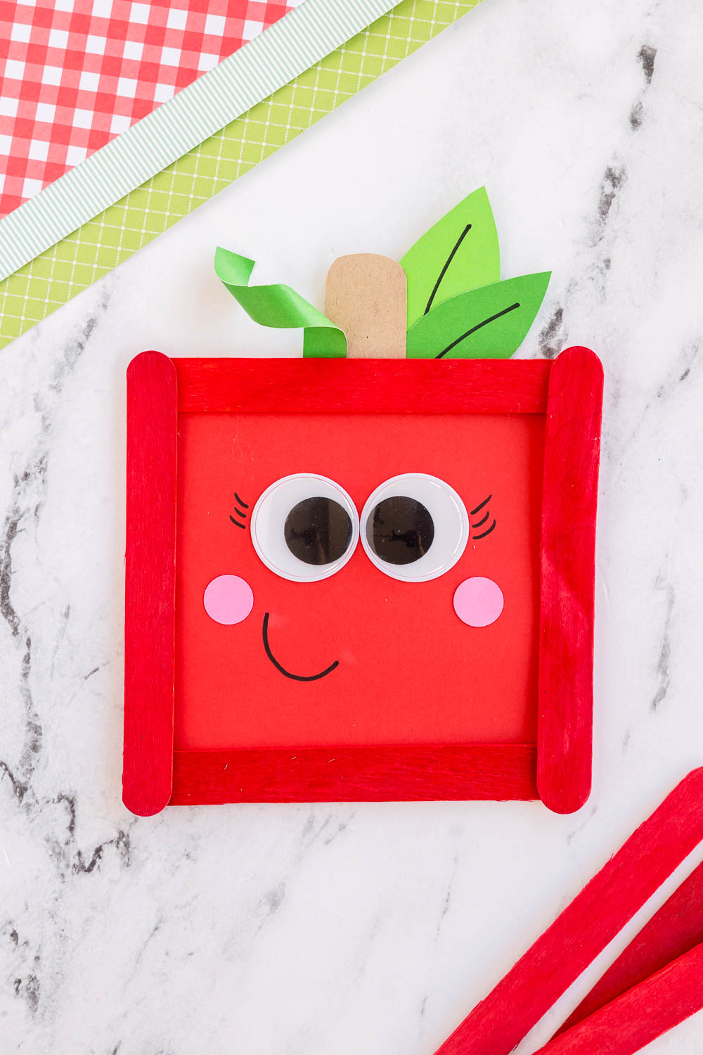 Popsicle Stick Apple Craft for Kids - Made To Be A Momma