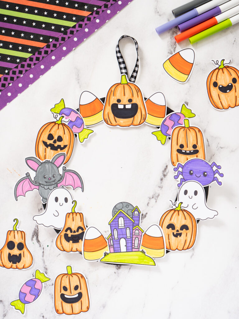 Printable Halloween Wreath Craft for Kids - Made To Be A Momma