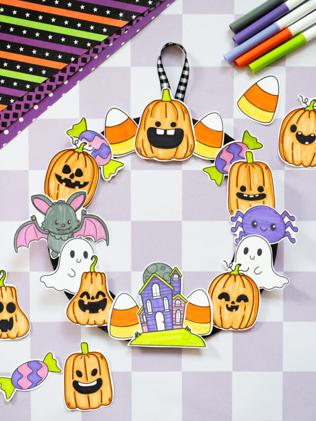 Printable Halloween Wreath Craft for Kids - Made To Be A Momma