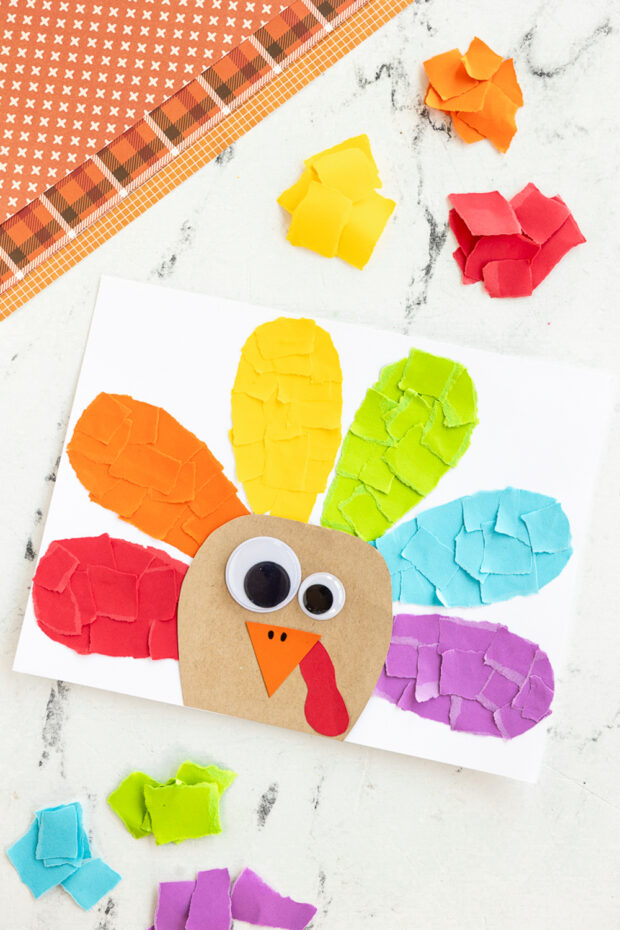 Torn Paper Turkey Craft - Made To Be A Momma