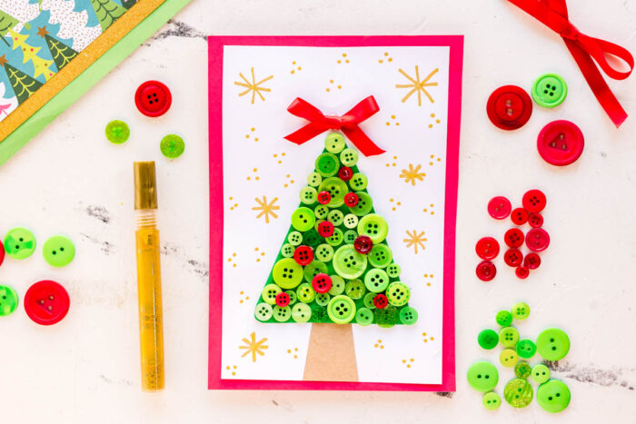 Button Christmas Tree Craft - Made To Be A Momma