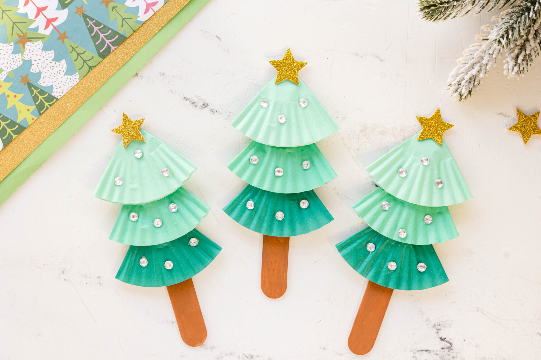 Cupcake Liner Christmas Trees - Made To Be A Momma