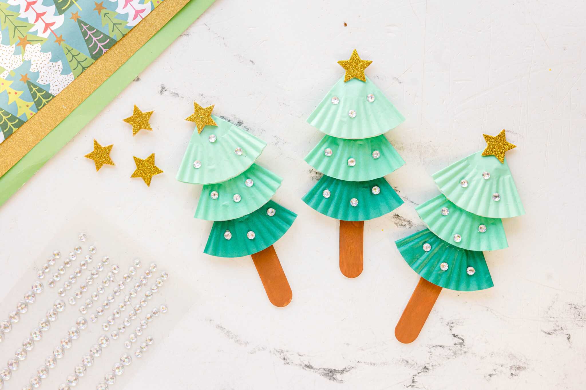 Cupcake Liner Christmas Trees - Made To Be A Momma
