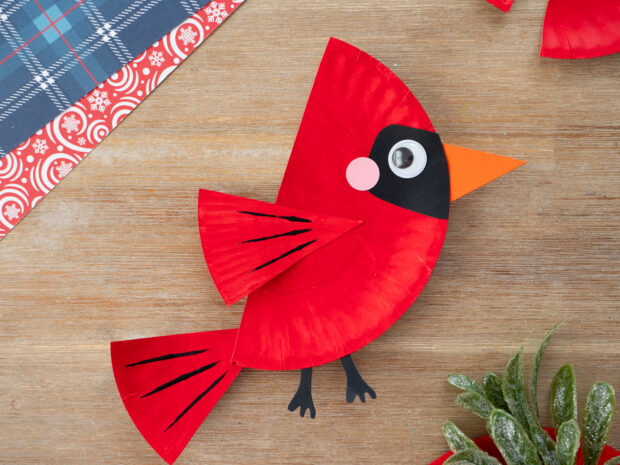 Paper Plate Winter Cardinal - Made To Be A Momma